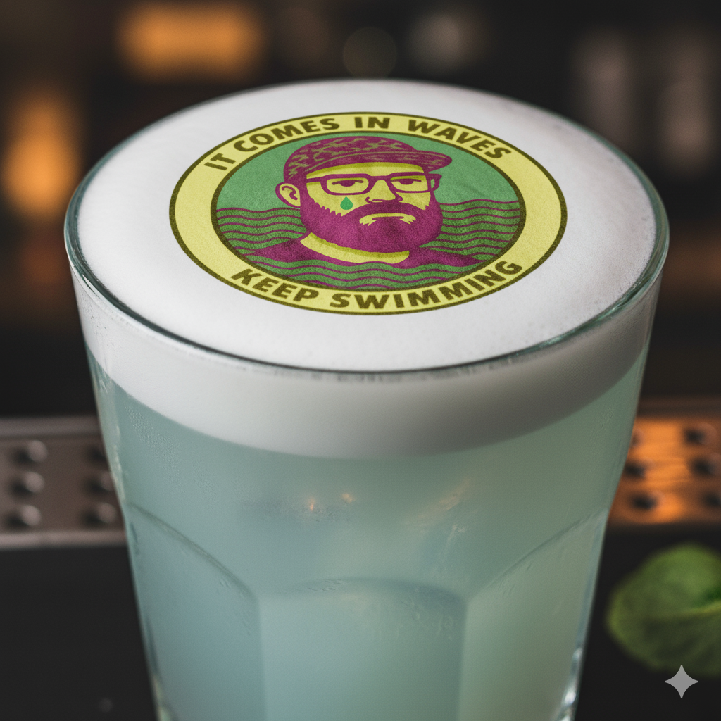 Creative cocktail with geometric foam design